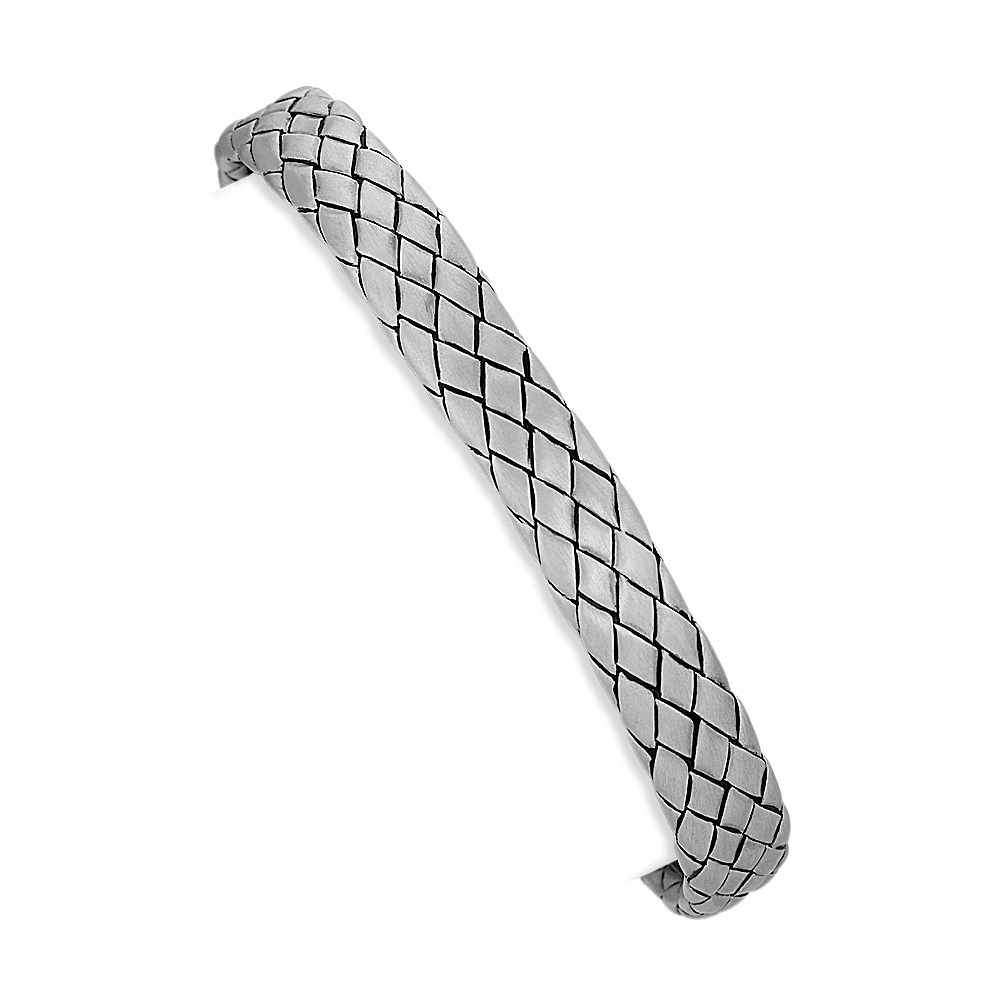 8 in Mens Woven Sterling Silver Cuff Bracelet | Shane Co.