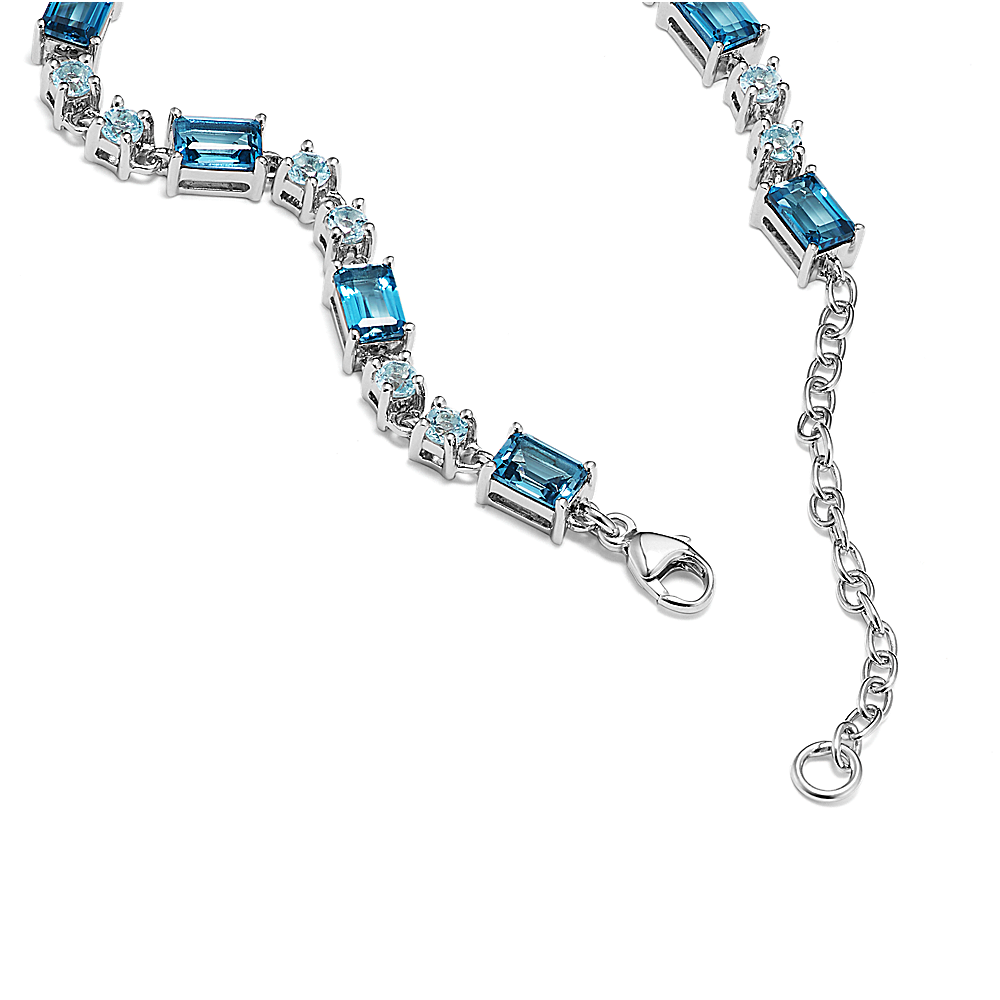 Two-Tone Blue Topaz Bracelet in Sterling Silver | Shane Co.