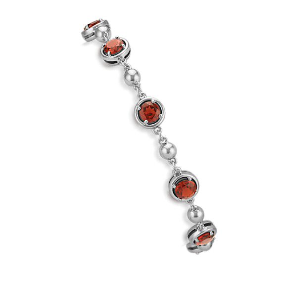 Round Garnet Bracelet in Sterling Silver (7.5 in) | Shane Co.