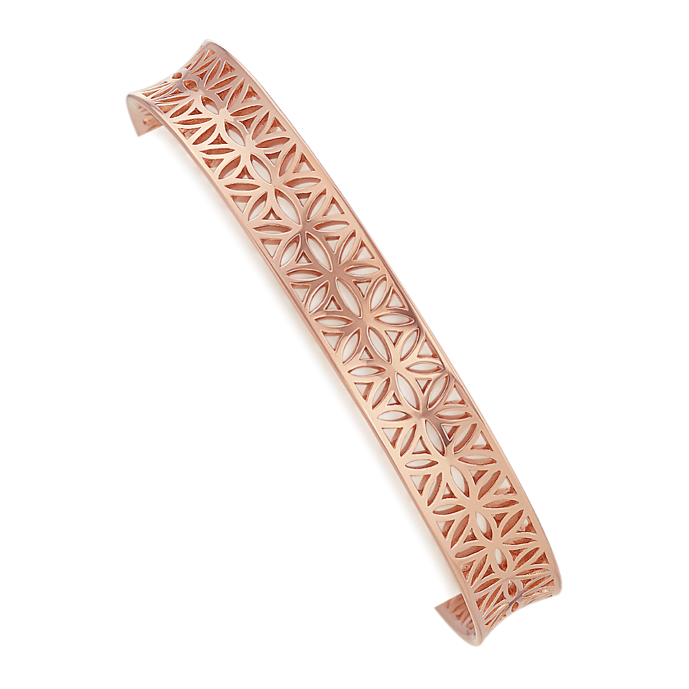 Sterling Silver Floral Cutout Cuff Bracelet (7'') | Shane Co.