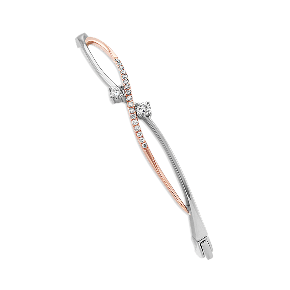 Two-Stone Fashion Bangle in Two-Tone Gold (7 in) | Shane Co.