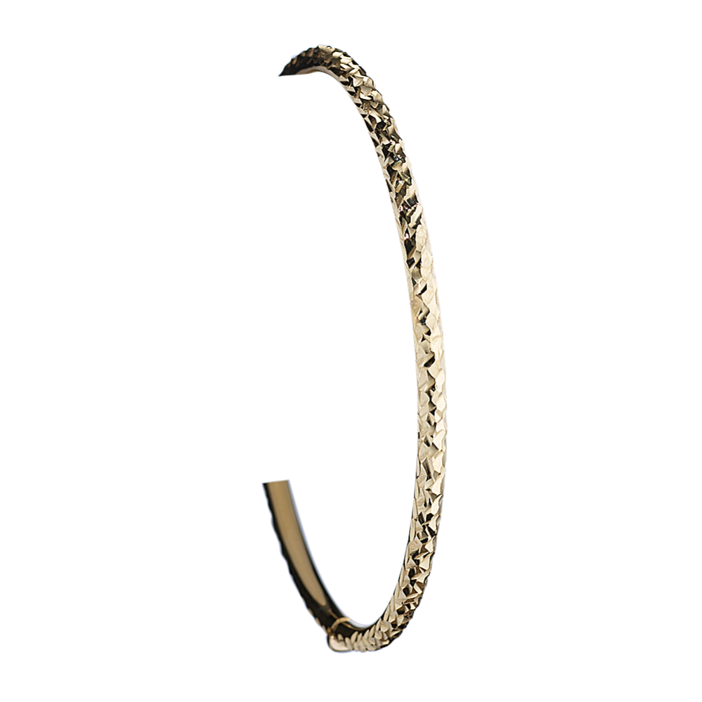 14K Yellow Gold Textured Bangle Bracelet | Shane Co.