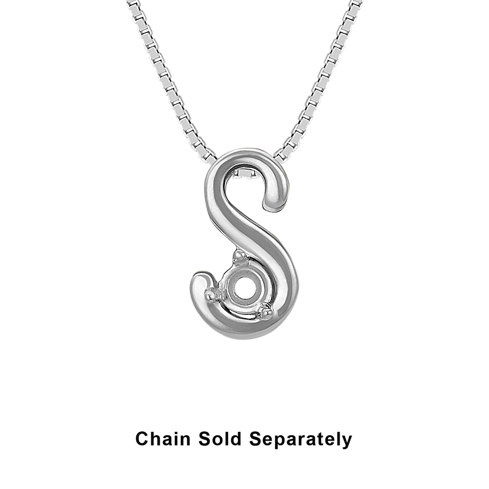 14k White Gold Letter S Charm | Shane Co.