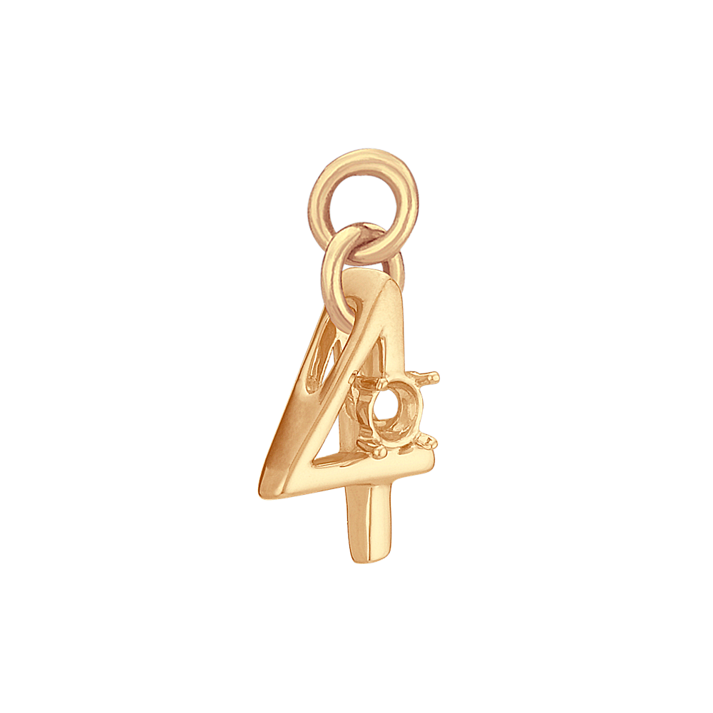 14k Yellow Gold Number 4 Charm | Shane Co.