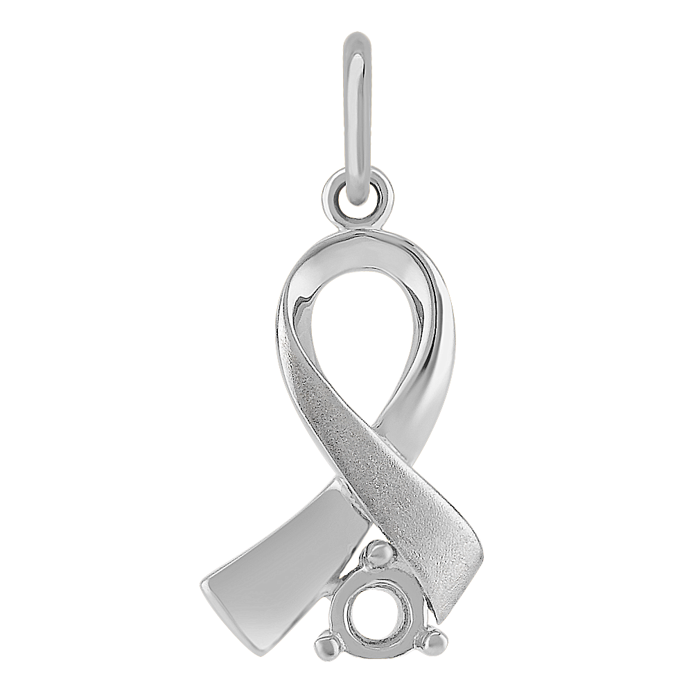 White Gold Awareness Ribbon Charm | Shane Co.