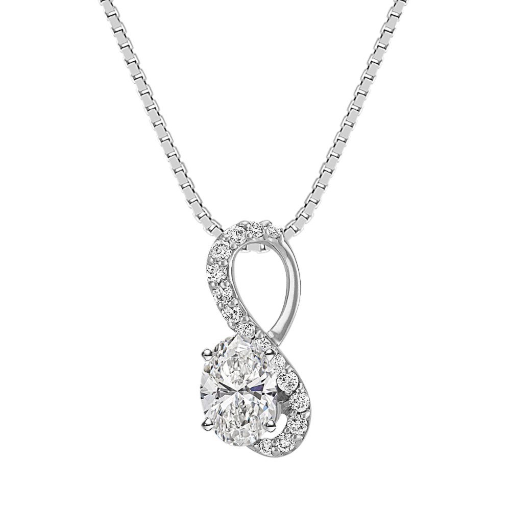 Swirl Figure-Eight Diamond Pendant for Oval Gemstone (22'') | Shane Co.