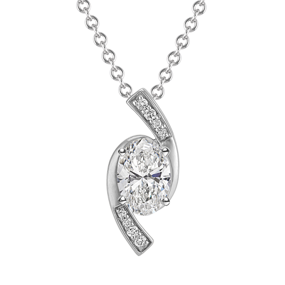 Striking Swirl Diamond Pendant for Oval Gemstone (22 in) | Shane Co.