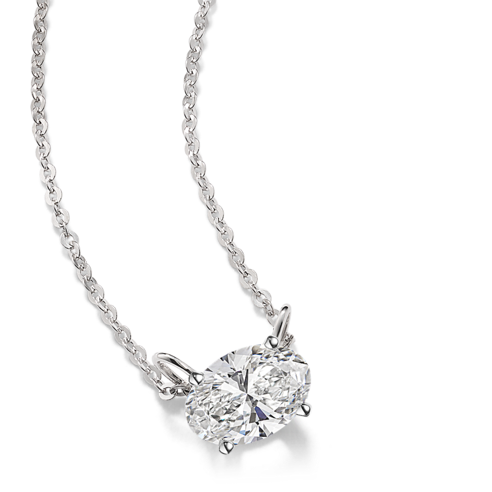 Pick-Your-Gem Pendant (7x5mm Oval) in White Gold | Shane Co.