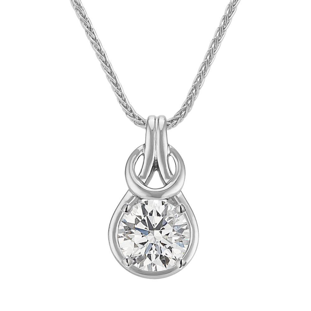 Double Loop Pendant in 14k White Gold for Round Gemstone (22 in ...