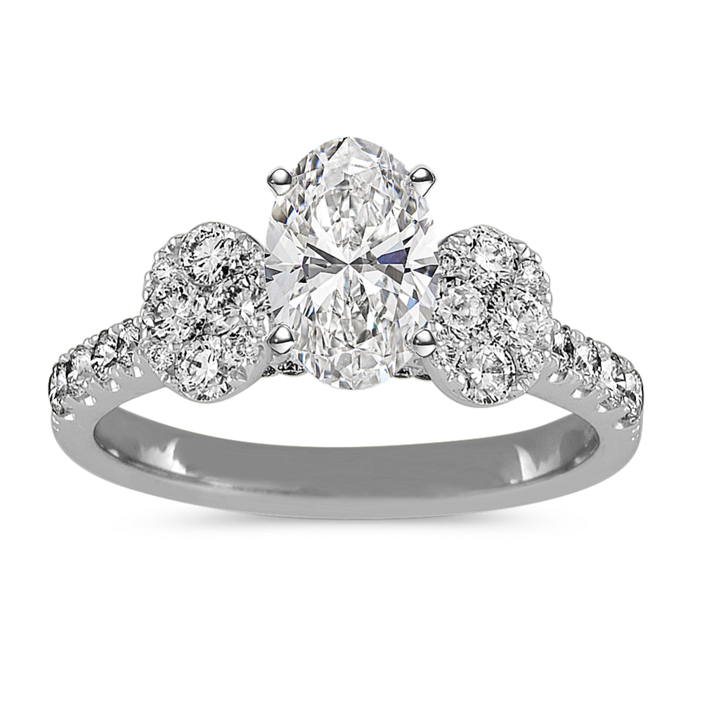 Diamond Cluster Engagement Ring in 14k White Gold | Shane Co.