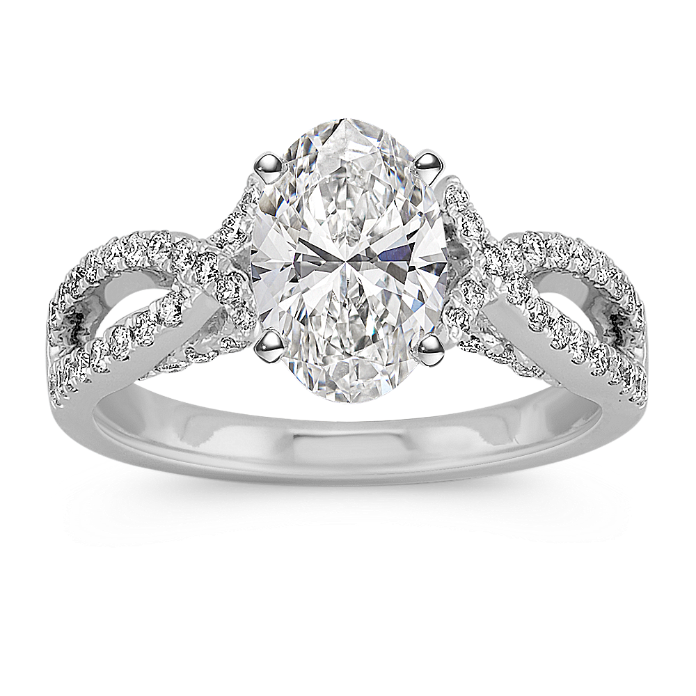 Infinity Cathedral Diamond Engagement Ring with Side Milgrain Detailing ...