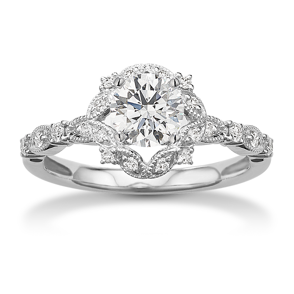Cecelia Halo Engagement Ring for 0.50 ct Round | Shane Co.