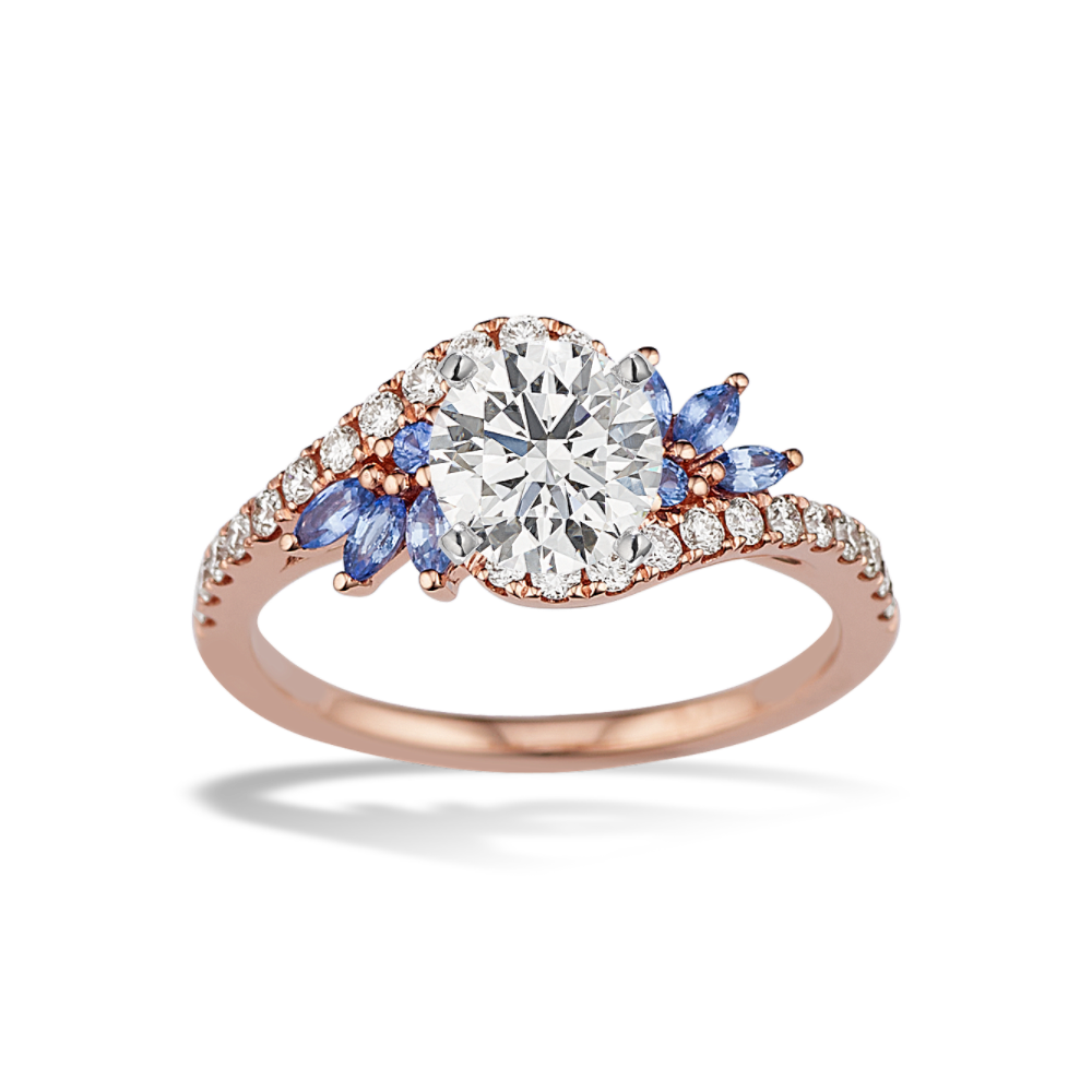 Hyacinth Sapphire & Diamond Halo Engagement Ring | Shane Co.