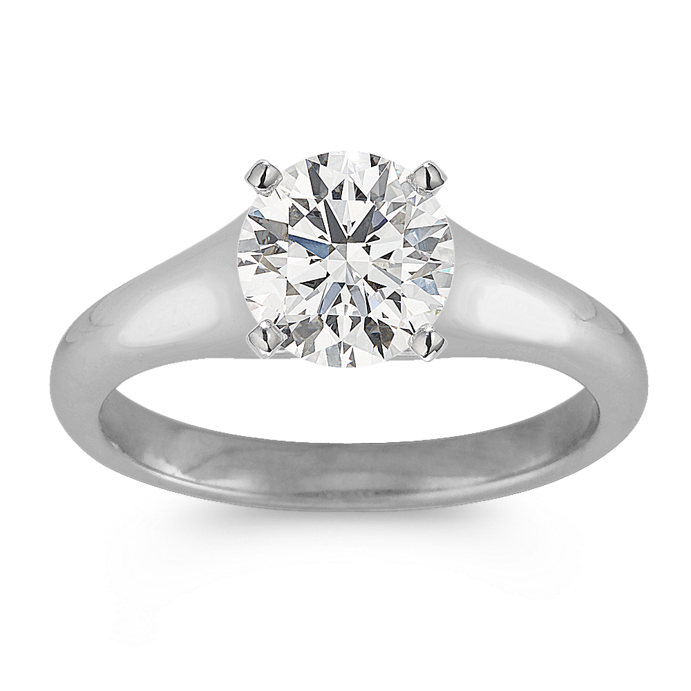 Solitaire Cathedral Engagement Ring in 14k White Gold | Shane Co.