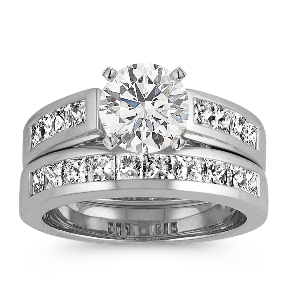 Classic Channel-Set Princess Cut Diamond Wedding Set | Shane Co.