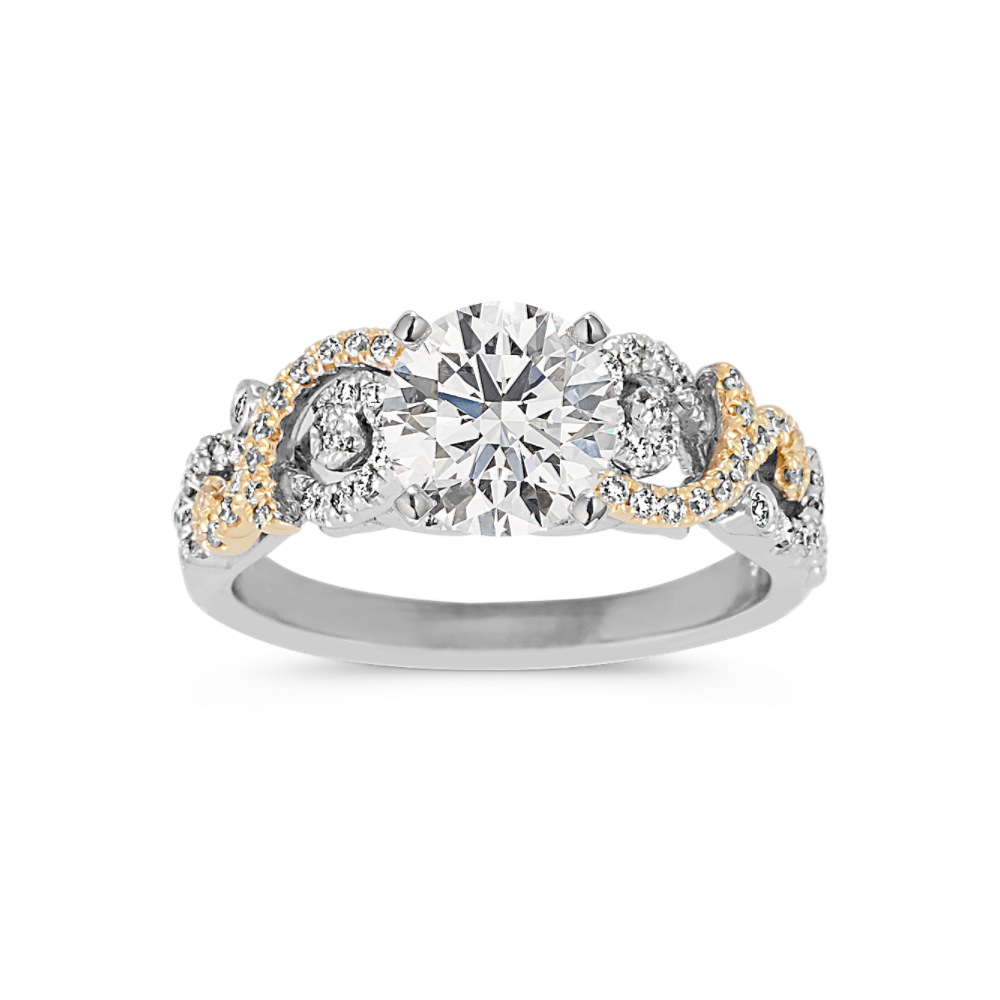 14k Two-Tone Gold Round Diamond Swirl Engagement Ring | Shane Co.