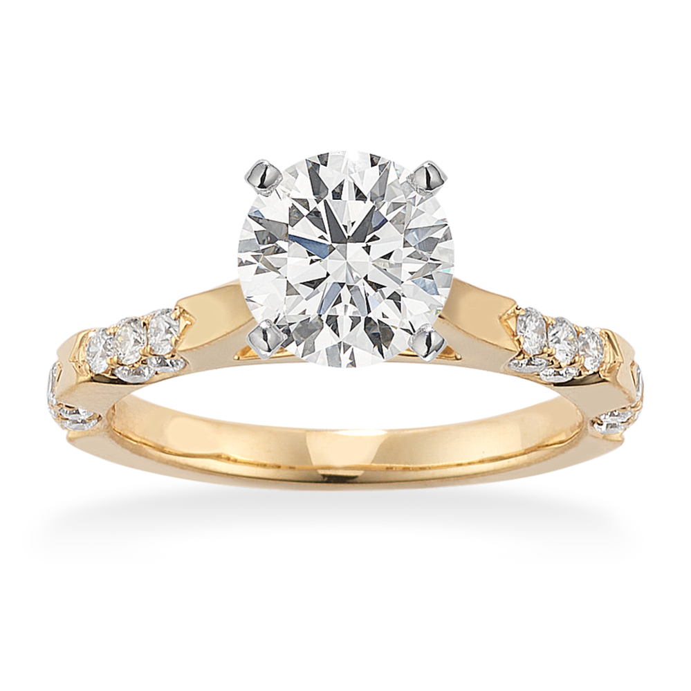 Cut-Out Diamond Pave Engagement Ring in Yellow Gold | Shane Co.