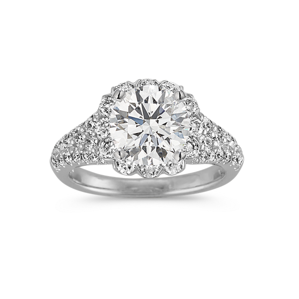 Round Natural Diamond Halo Engagement Ring | Shane Co.