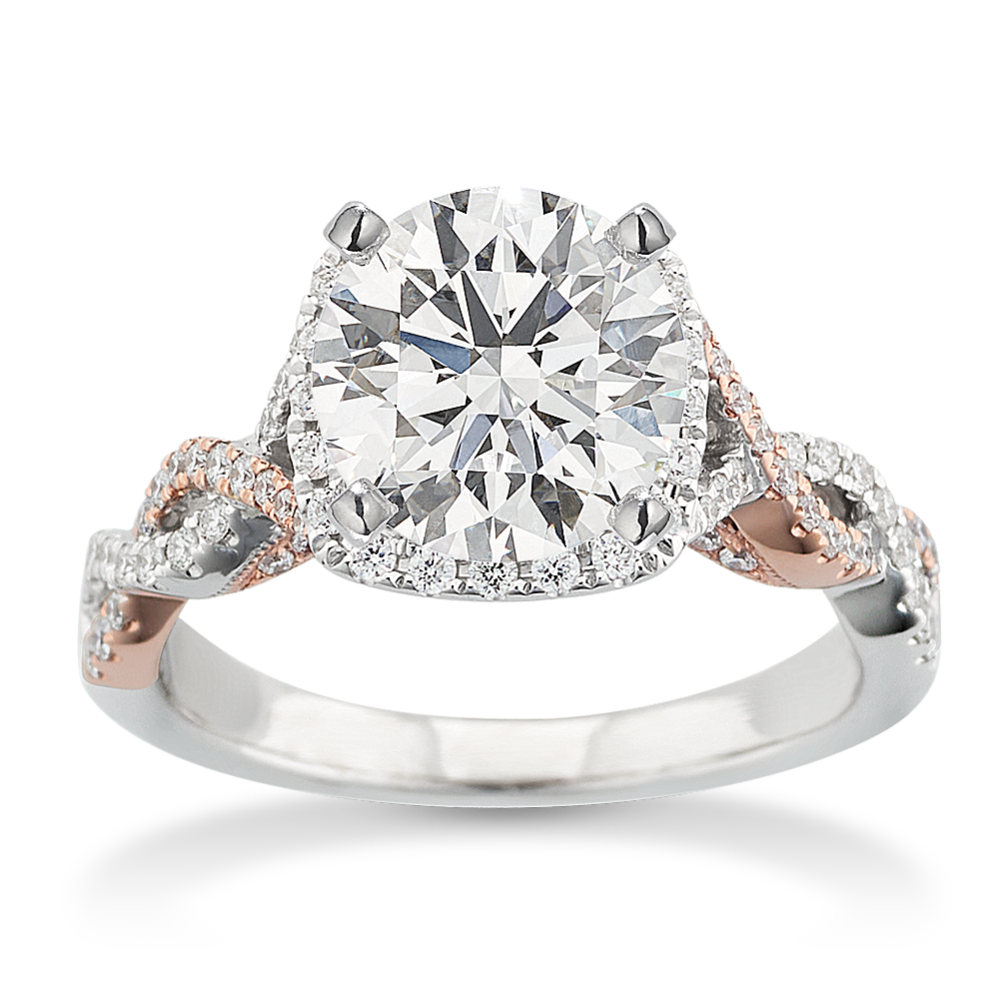 Two-Tone Infinity Halo Engagement Ring (Round) | Shane Co.