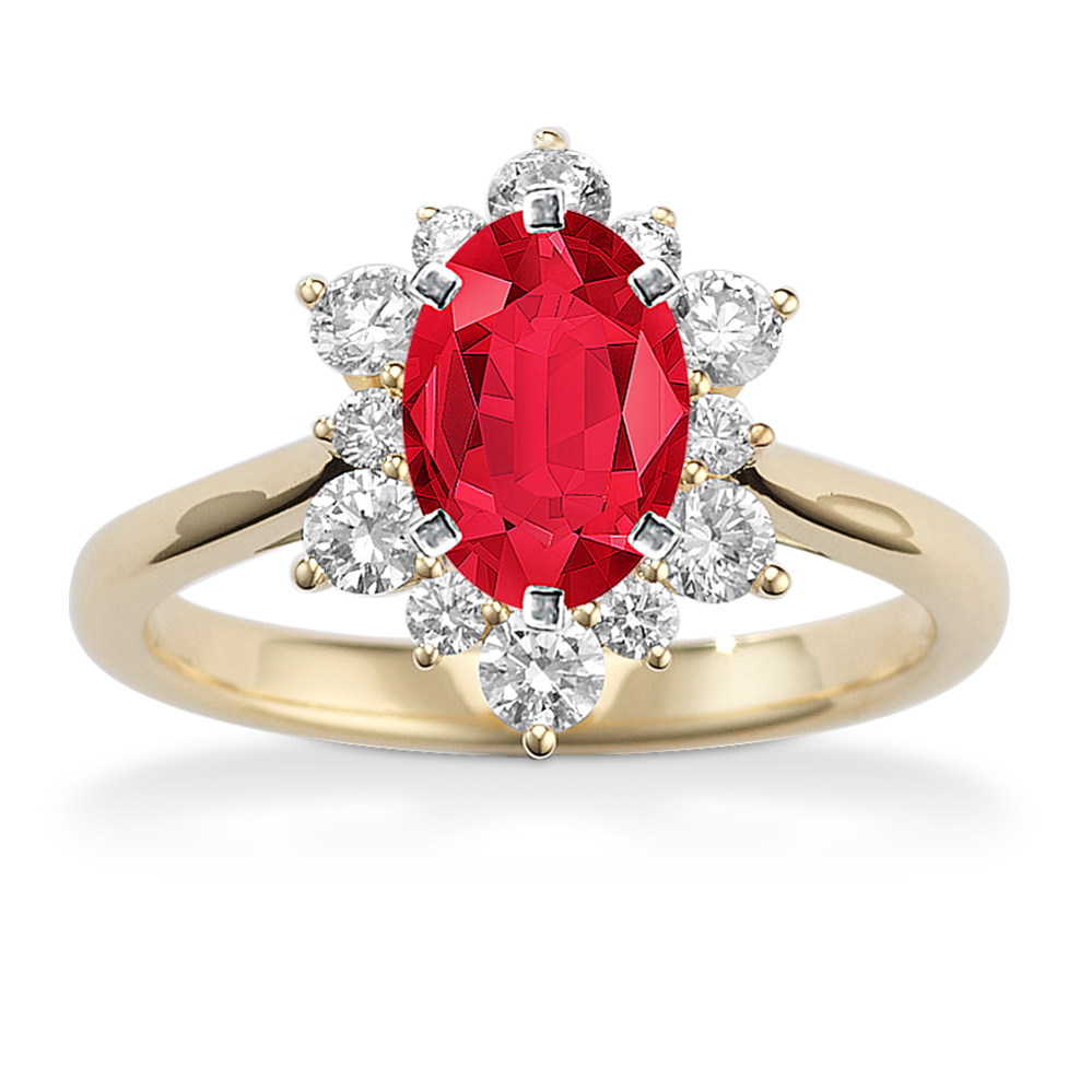 8.04 mm Natural Ruby Engagement Ring in Yellow Gold | Shane Co.
