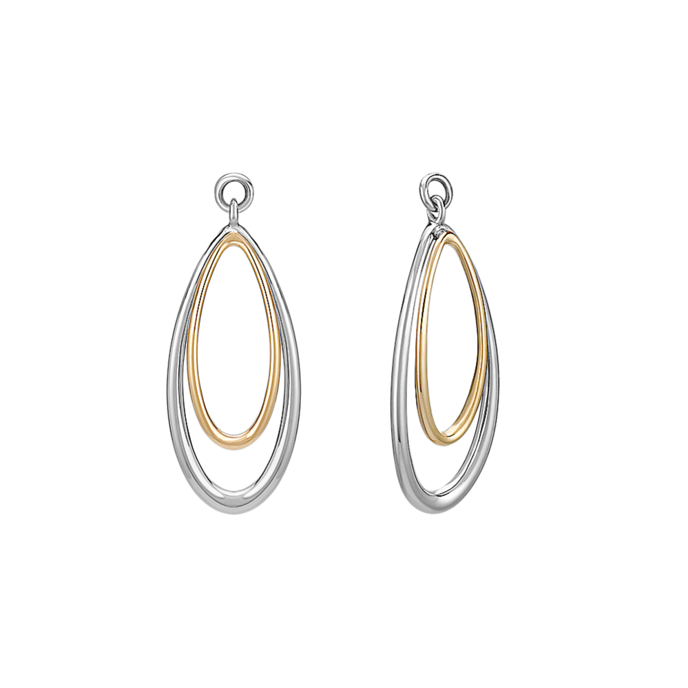 14k Two-Tone Gold Teardrop Dangle Earring Jackets | Shane Co.