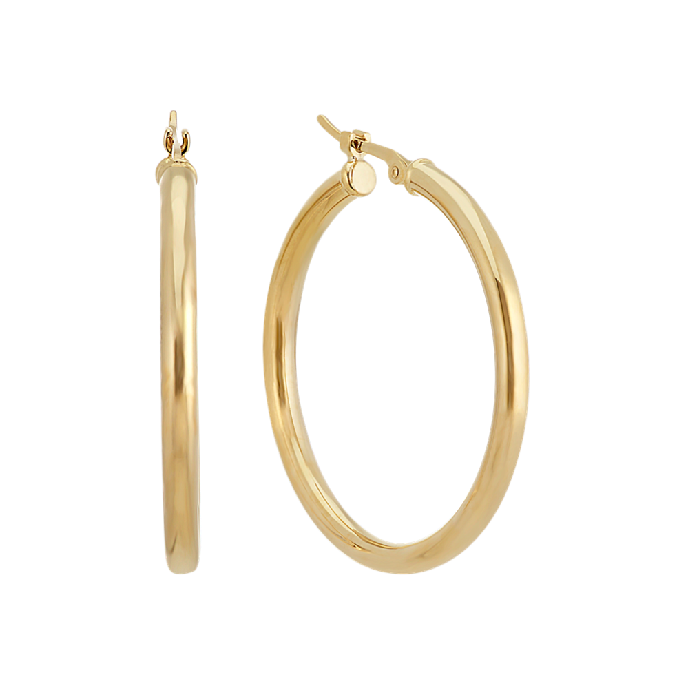 14k Yellow Gold 1 inch Hoop Earrings | Shane Co.