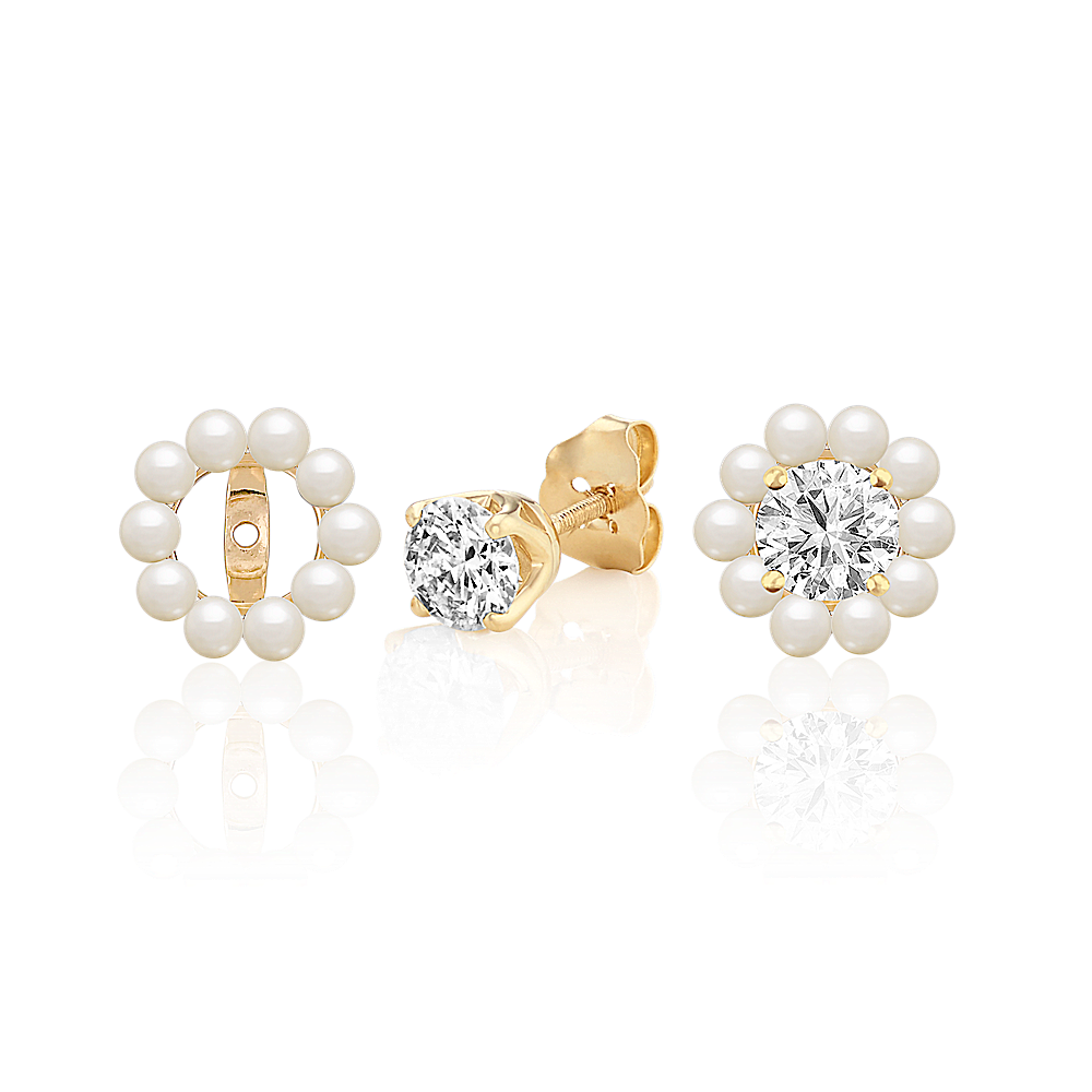 2.5mm Freshwater Cultured Pearl Earring Jackets | Shane Co.