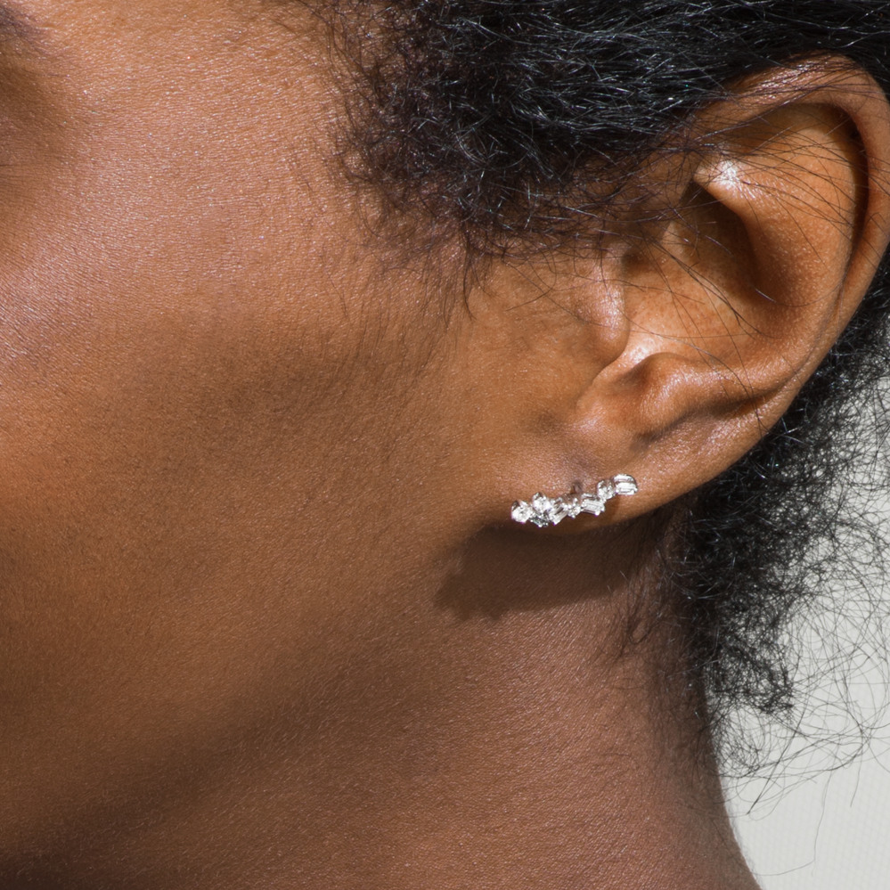 Baguette and Round Diamond Earrings | Shane Co.