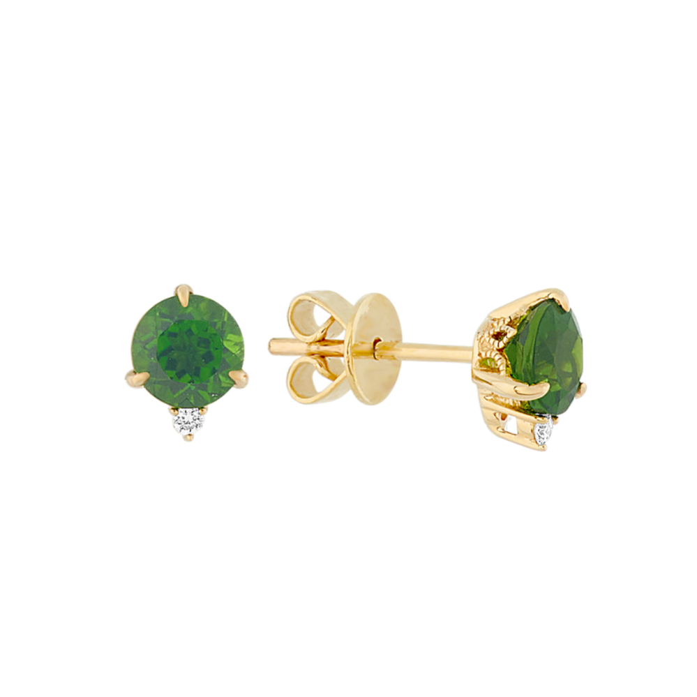Bondi Chrome Diopside & Diamond Studs | Shane Co.