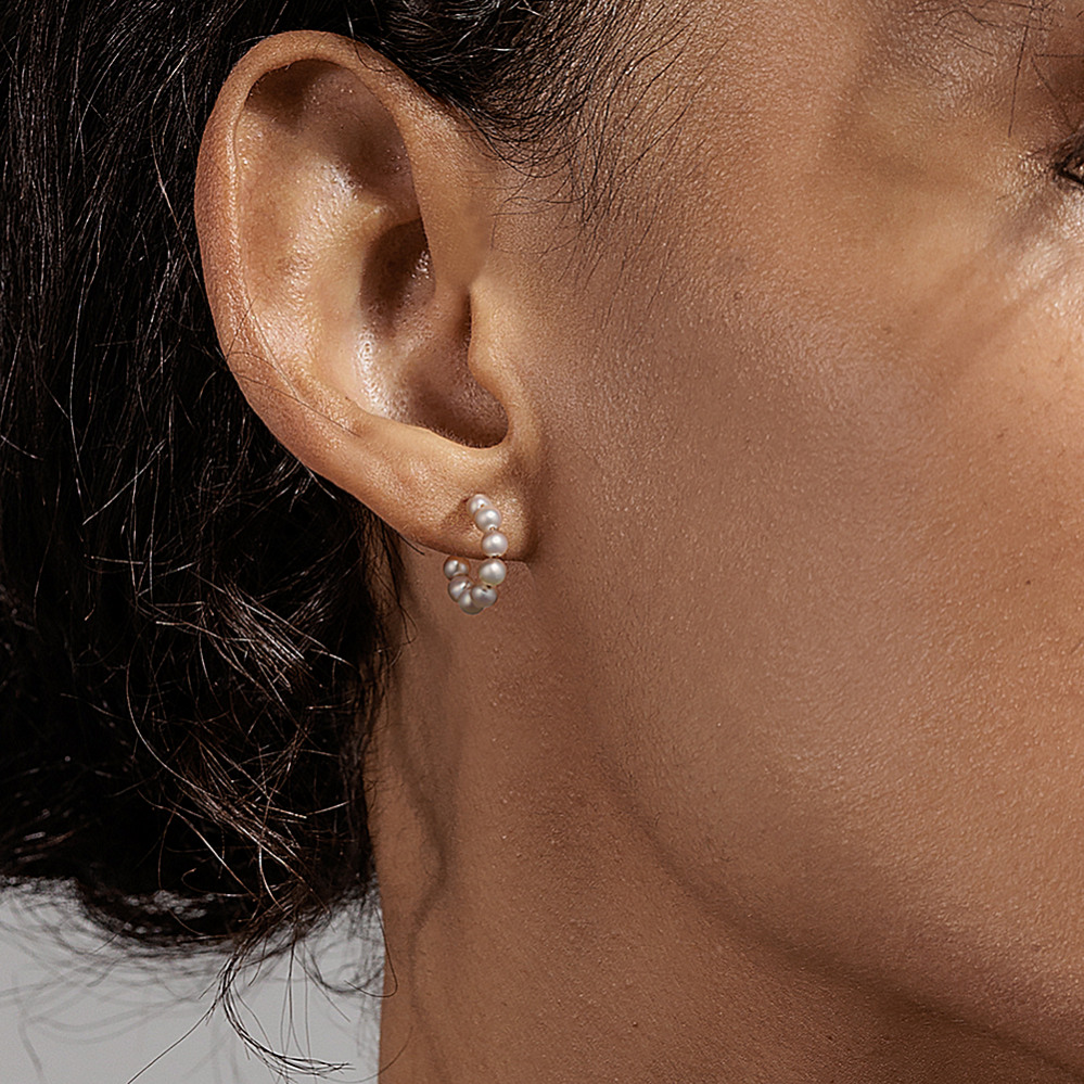 Cultured Freshwater Pearl Huggie Hoops | Shane Co.