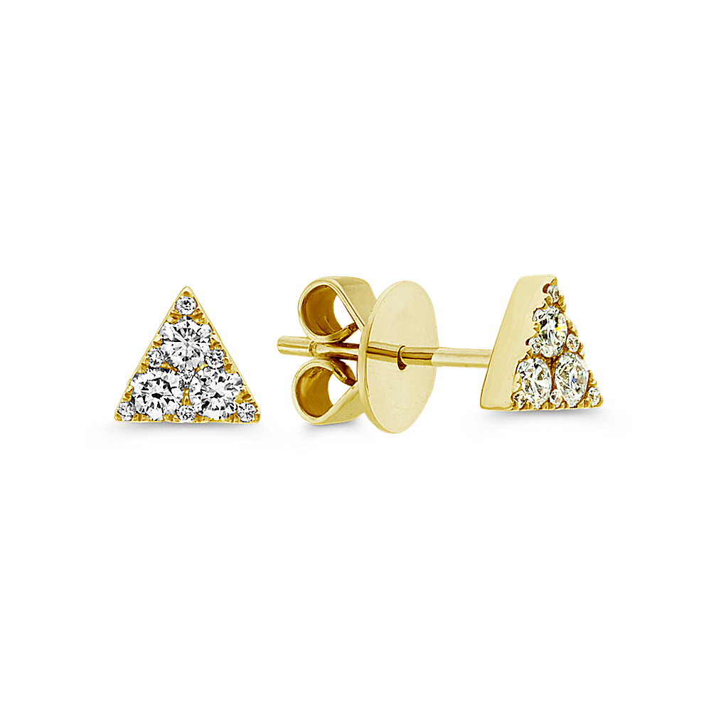 Diamond Triangle Earrings in 14k Yellow Gold | Shane Co.
