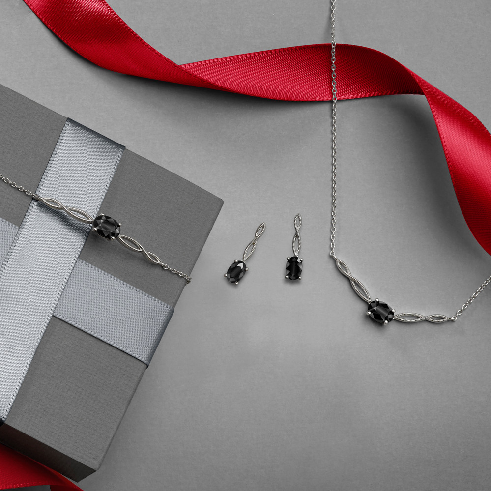 Infinity Black Sapphire Dangle Earrings | Shane Co.