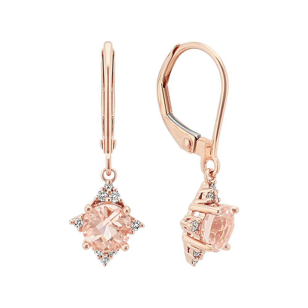 Morganite and Diamond Dangle Earrings | Shane Co.