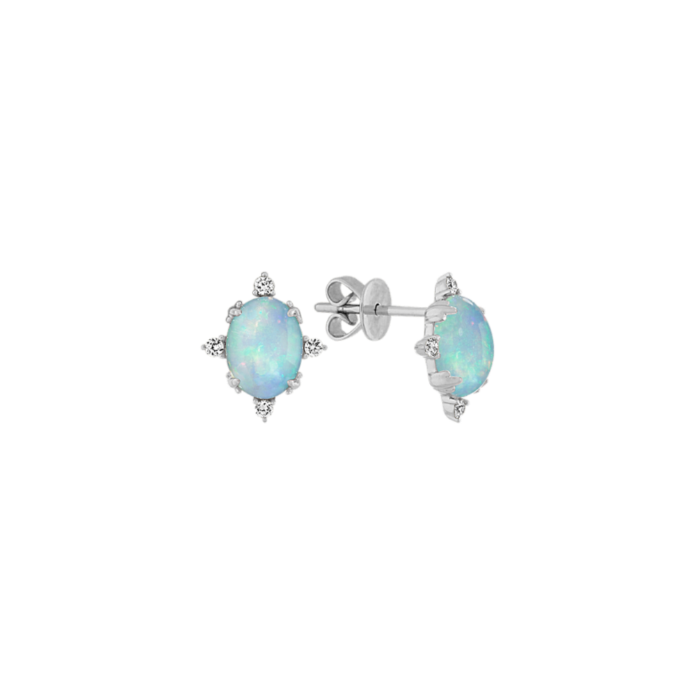 14k white gold opal earrings store