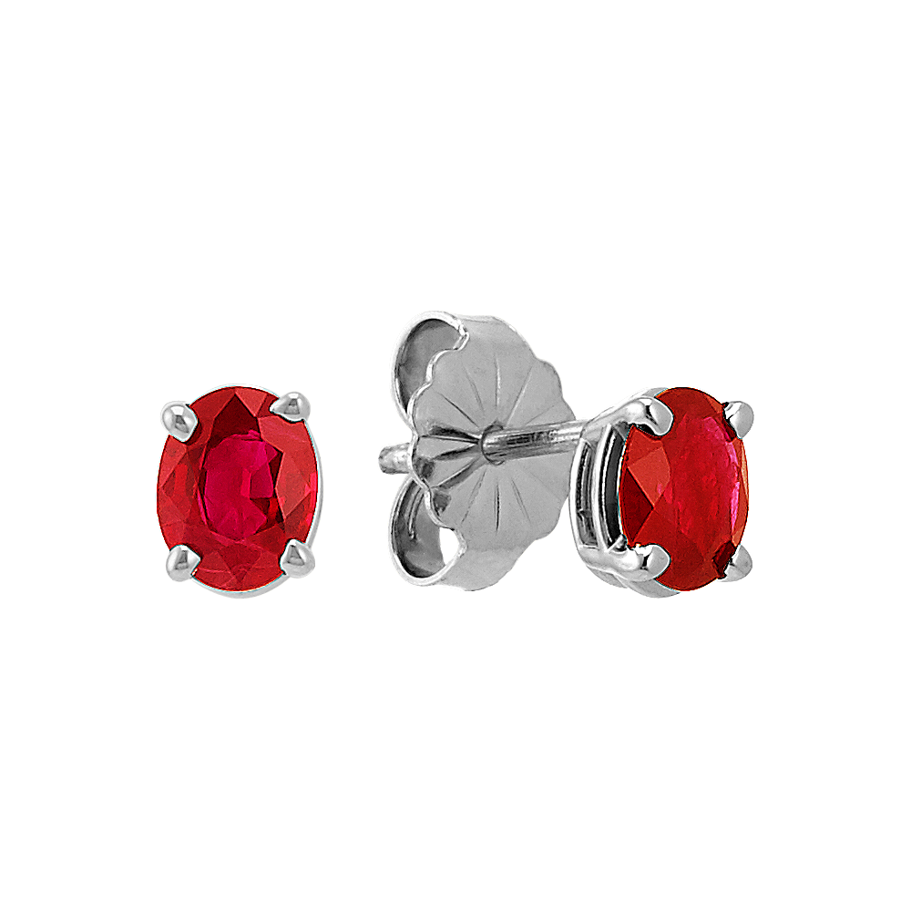 Oval Ruby Solitaire Earrings | Shane Co.