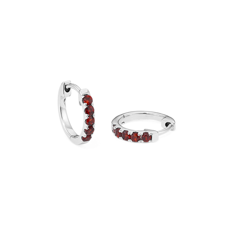 Garnet Huggie Hoops | Shane Co.