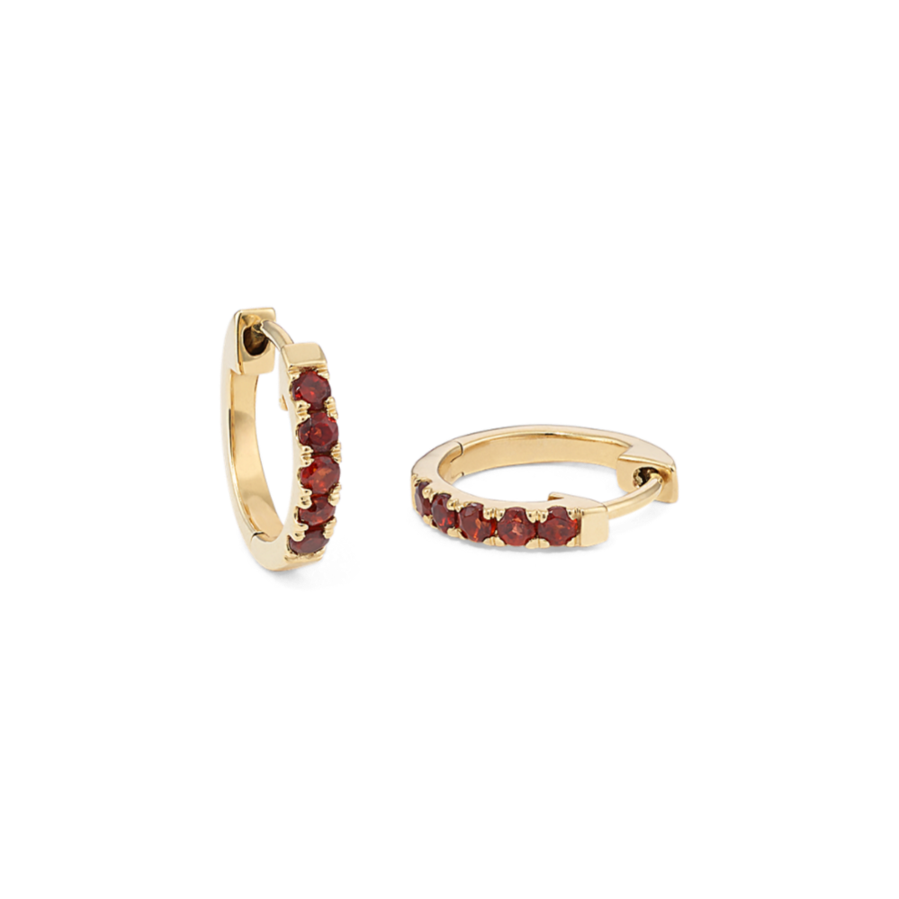 Garnet Huggie Hoops | Shane Co.