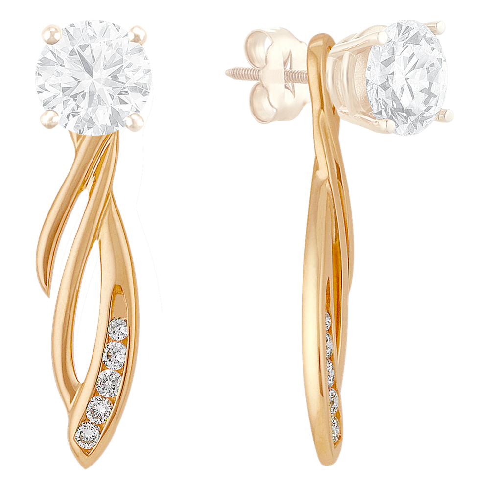 Round Diamond Dangle Earring Jackets in 14k Yellow Gold | Shane Co.