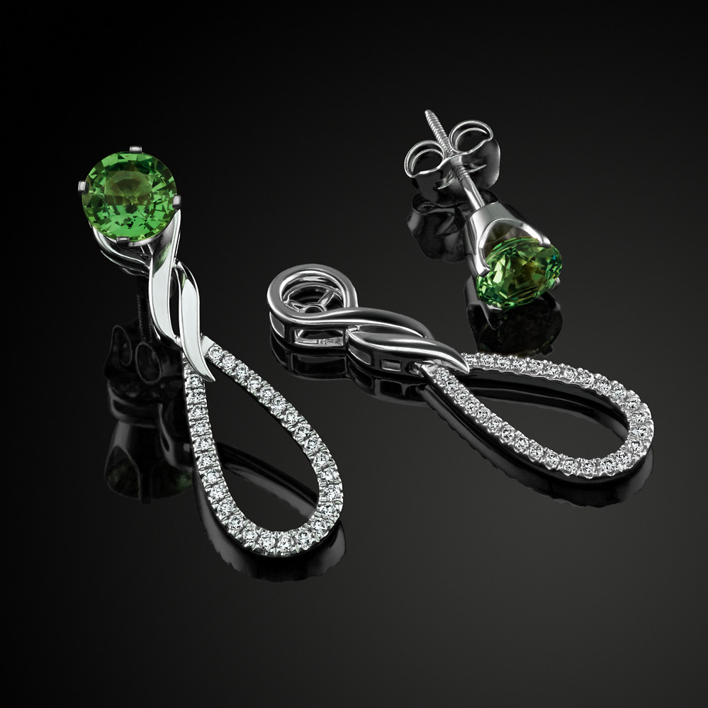 Round Diamond Dangle Earring Jackets | Shane Co.