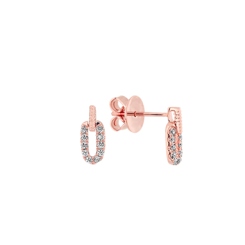 Round Diamond Elliptic Earrings in 14k Rose Gold | Shane Co.