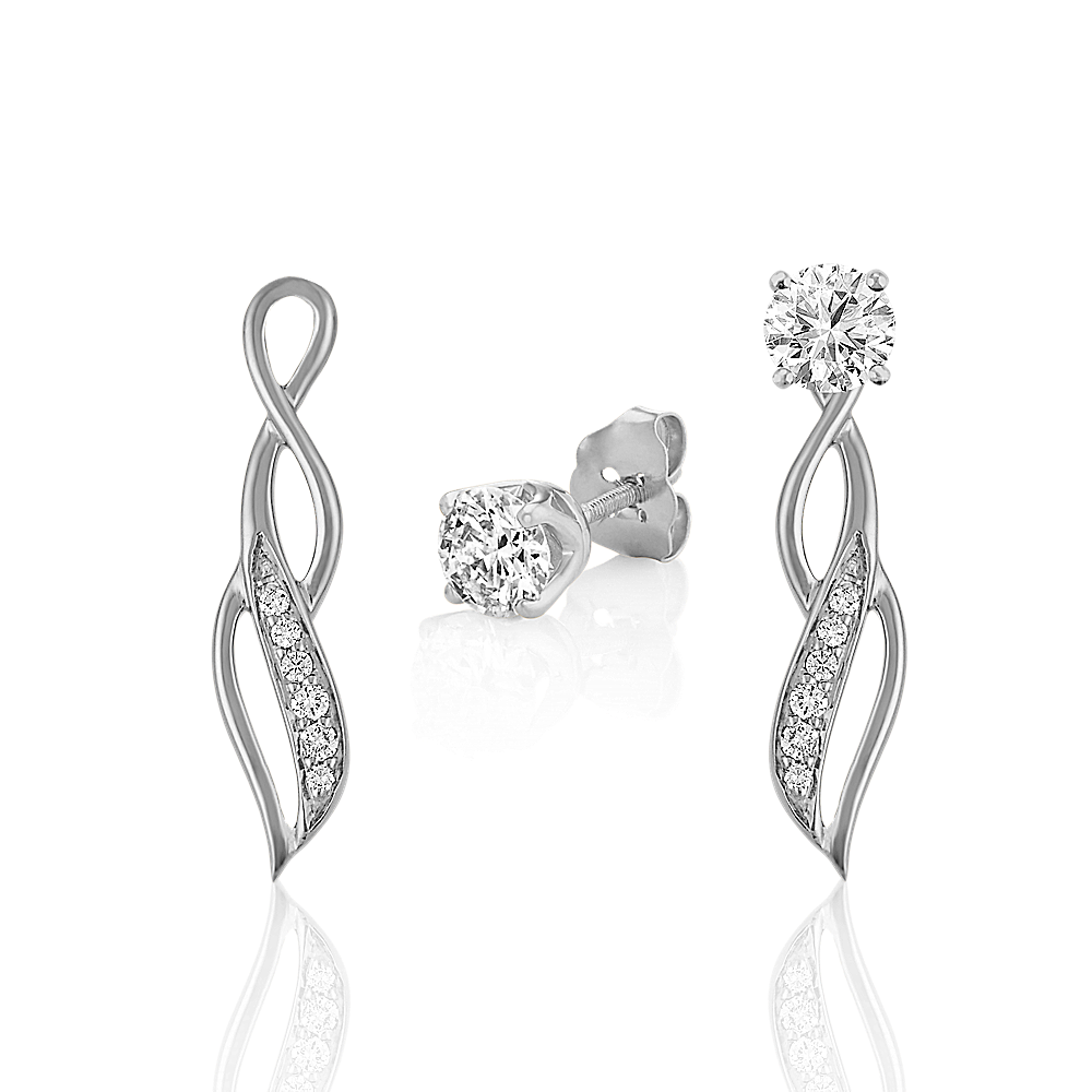 Round Diamond Swirl Dangle Earring Jackets | Shane Co.
