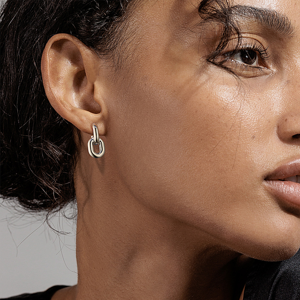 Shane Company Sterling Chain Link Earrings Sterling Silver