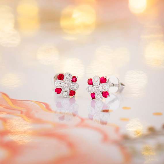 Vintage Ruby and Diamond Earrings | Shane Co.