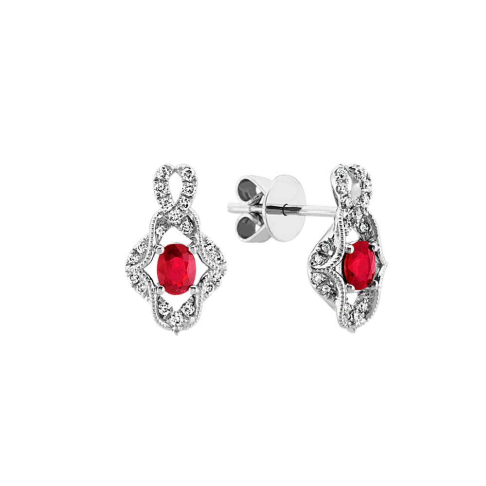 Vintage Ruby & Diamond Earrings | Shane Co.