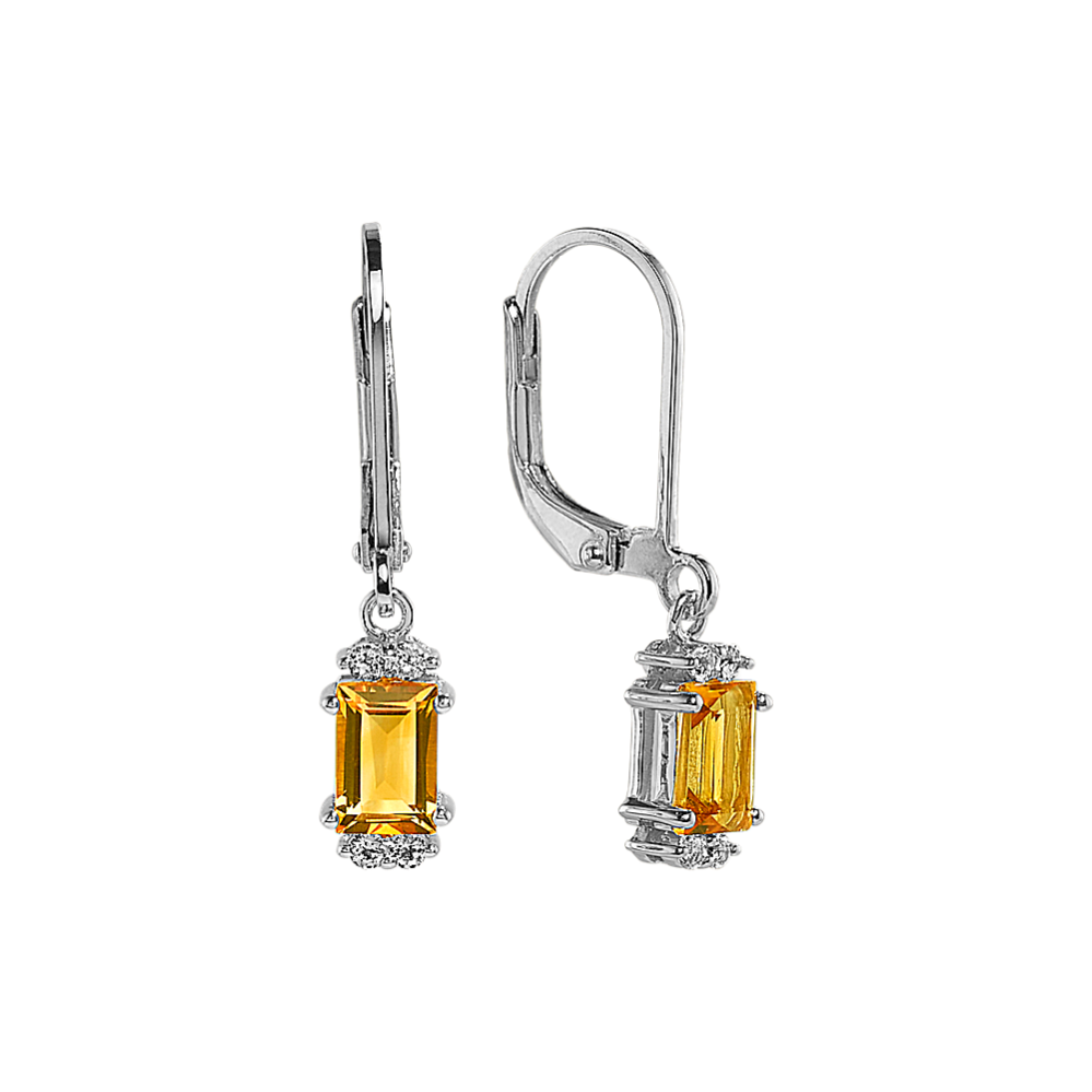 Raine Citrine and Diamond Dangle Earrings in Sterling Silver | Shane Co.