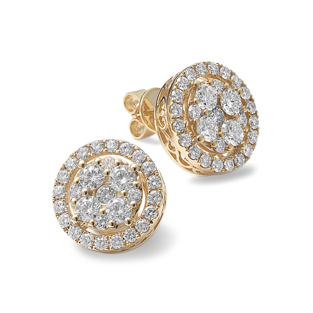 Angela 2 tcw Diamond Halo Studs | Shane Co.
