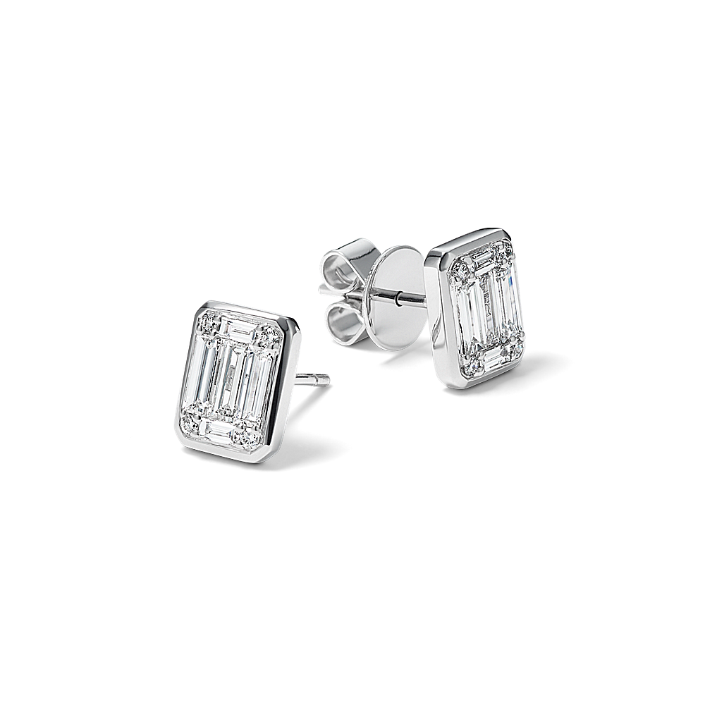 Baguette Diamond Cluster Studs | Shane Co.