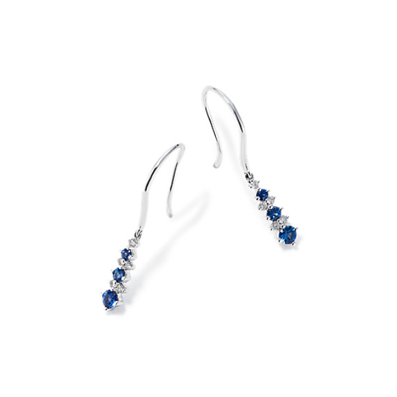 Swan Sapphire & Diamond Dangle Earrings | Shane Co.