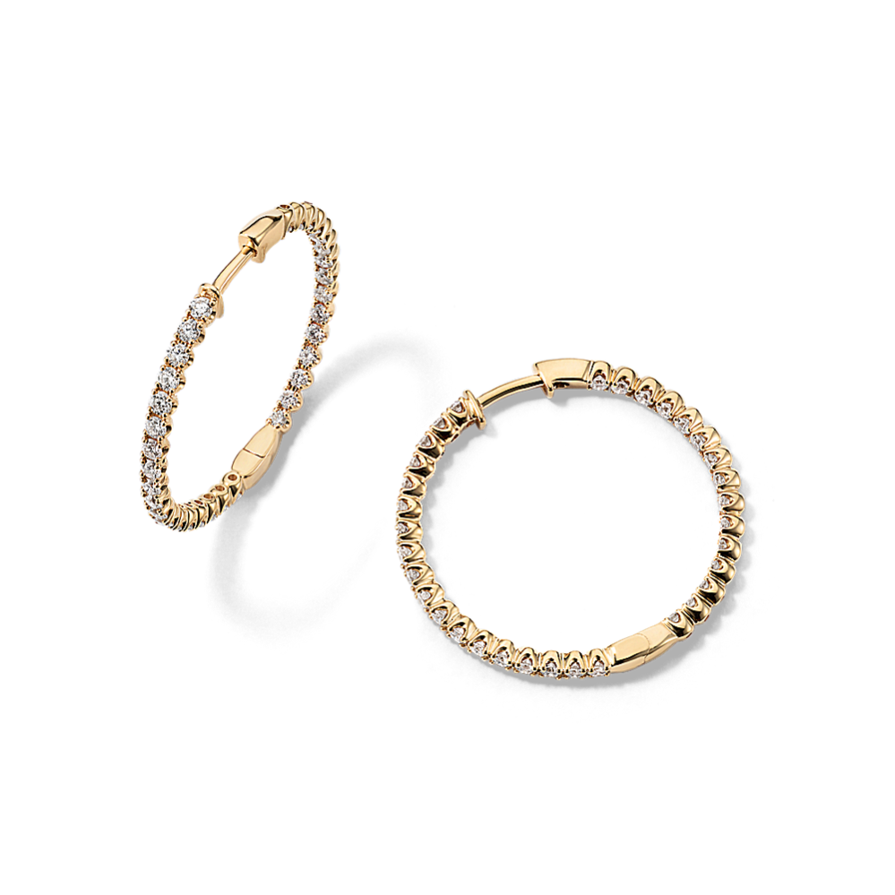 Ellie Inside-Out 2 tcw Lab-Grown Diamond Hoops in Yellow Gold | Shane Co.