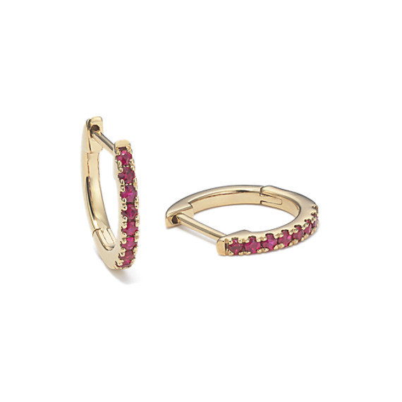 Ziva Ruby Huggie Hoops | Shane Co.